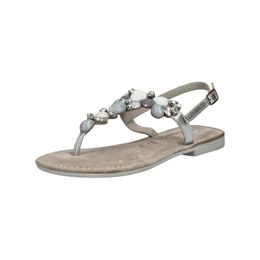Tamaris Damen Zehentrenner &raquo; Sandalen Veloursleder/Textil&laquo; silber 37