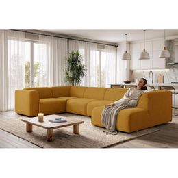 OTTO home Wohnlandschaft &raquo;Merid U-Form, B: 367 cm&laquo; jederzeit durch Module erweiterbar gelb Struktur fein (100% Polyester);Samtoptik (100% Polyester);
