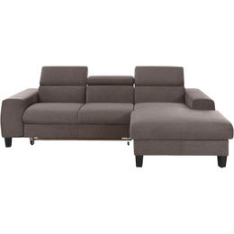 COTTA Ecksofa &raquo;Morven L-Form mit Kopfteilverstellung&laquo; wahlweise mit Bettfunktion, Bettkasten & Wireless-Charger grau Microfaser PRIMABELLE (100% 