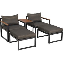 Merxx Gartenlounge-Set &raquo;Lindos&laquo; Set, 11 tlg. inkl. 2 Sessel, 2 Hocker, 2 R&uuml;ckenkissen, 4 Sitzkissen, 1 Tisch Aluminium, Kunststoff