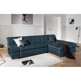 DOMO collection Ecksofa &raquo;Mona L-Form&laquo; wahlweise mit Bettfunktion blau Struktur fein 100% Polyester;Chenilleoptik 100% Polyester;SOFTLUX/Struktur fein 