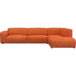 FLEXLUX Ecksofa &raquo;Lucera, super bequem durch hochwertigen Sitzaufbau mit Kaltschaum&laquo; modern & anschmiegsam, L-Form, Designsofa orange 85% Polyester/15%