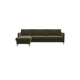 FLEXLUX Ecksofa &raquo;Fiore, L-Form&laquo; schmale Armlehnen, Kaltschaum, F&uuml;&szlig;e Alu+schwarz gr&uuml;n 100% Polyester