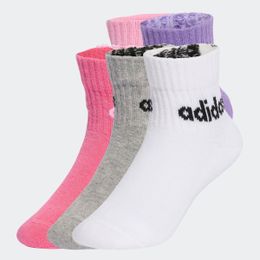 Funktionssocken adidas Performance "KIDS LIN ANK 5P", M&auml;dchen, Gr. M (22/24), rosa (true pink, pink fusion, violet fusion, medium grau heather), Obermaterial: 68% Baumwolle, 29% Polyester, 2% Elasthan, 1% sonstige Fasern, Socken