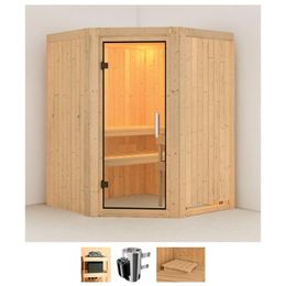 Karibu Sauna &raquo;Nanna&laquo; Set, Ofen 3,6 kW intgr. Strg beige