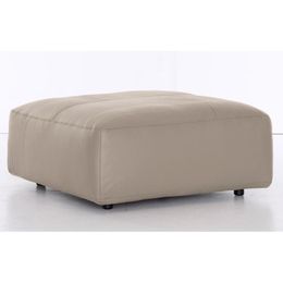 Musterring Hocker &raquo;LUCIA&laquo; beige Flachgewebe VALMONT (60% Baumwolle/40% Leinen);Leder PURO, pigmentiertes Leder;Microfaser CRONA (100% Polyester);Flachgewebe 