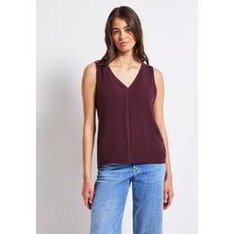 Tr&auml;gertop Street One, Damen, Gr. 34, rot (schwarz cherry rot), Stoff, Vorderseite: 100% Viskose; R&uuml;ckseite: 95% Viskose, 5% Elasthan, unifarben, normal normal, V-Ausschnitt, B&uuml;ndchen, Tops Tr&auml;gertop, mit V-Ausschnitt