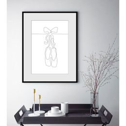 queence Bild &raquo;Prima Ballerina&laquo; Kunst Schuh Schuhe Schwarz-Wei&szlig; Sport 1 Stk. tlg. HD Premium Poster-Druck inkl. Holzrahmen wei&szlig; Acrylglas, Holz, Papier