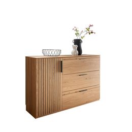 Linea Natura Sideboard Rubea, Eiche, Metall, Eiche, massiv, 2 F&auml;cher, 3 Schublade(n) Schubladen, 147x94x42 cm, Beim&ouml;bel erh&auml;ltlich, stehend, Holzm&ouml;bel, Kleinm&ouml;bel Holz, Holzkommoden, Sideboards Holz