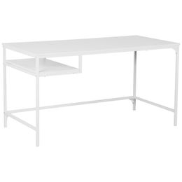 CARRYHOME Schreibtisch, Wei&szlig;, Metall, Holzwerkstoff, rechteckig, Flachrohr, 70x75x140 cm, Arbeitszimmer, Schreibtische, B&uuml;rotische