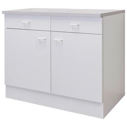 FlexWell K&uuml;chenunterschrank, Wei&szlig;, Kunststoff, 1 F&auml;cher, 2 Schublade(n) Schubladen, einzeln stellbar, 100x85x50 cm, Made in Germany, individuell planbar, K&uuml;chen, K&uuml;chenm&ouml;bel, K&uuml;chenschr&auml;nke, K&uuml;chenunterschr&auml;nke