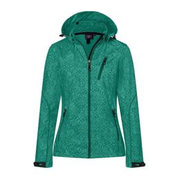 DEPROC Active Damen DEPROC Active Softshelljacke &raquo;ALBERTA PEAK&laquo; leichte Softshelljacke mit All-Over-Print und abnehmbarer Kapuze blau 56 (XXXL)