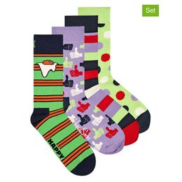 Happy Socks 4er-Set: Socken in Lila/ Gr&uuml;n - 52% | Gr&ouml;&szlig;e 41-46 | Herrensocken
