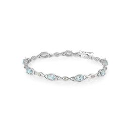 Vira Jewels Damen Armband &raquo;925-Sterling Silber rhodiniert Gl&auml;nzend Blautopas beh. Blau&laquo; wei&szlig;