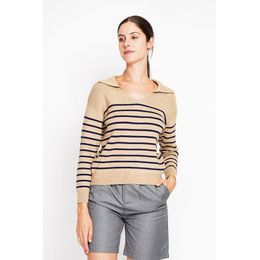 William de Faye Pullover in Camel/ Dunkelblau - 70% | Gr&ouml;&szlig;e 40 | Damen-pullover-cardigans