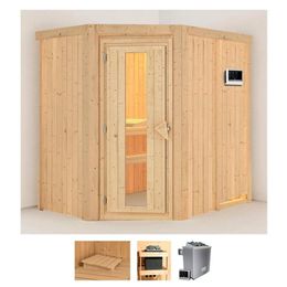 Karibu Sauna &raquo;Clara&laquo; Set, Ofen 9 KW externe Strg easy beige