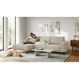 OTTO home Ecksofa &raquo;Xander, L-Form&laquo; Breite 280 cm, Soft-Touch Chenille, schwarze Metallf&uuml;&szlig;e beige 90% PES, 10% NY