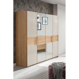 Wiemann Kleiderschrank &raquo;Kiruna&laquo; mit Champagnerglas und Spiegel braun Floatglas, Holz teilmassiv, Kristallglas