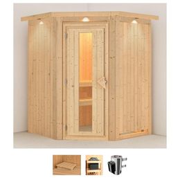 Karibu Sauna &raquo;Nanna&laquo; Set, Ofen 3,6 kW intgr. Strg beige