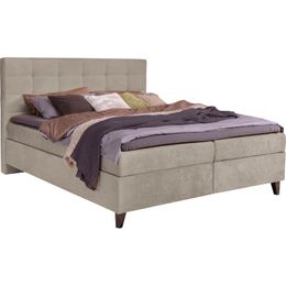 Alina Boxspringbett &raquo;Neomi&laquo; inklusive Matratze und Topper beige Samt ENF (95% Polyester, 5% Polyamid)