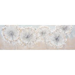 &Ouml;lgem&auml;lde &raquo;Pusteblumen&laquo; Blumen 1 Stk. tlg. jedes Bild ein Unikat, BxH: 120x40 cm beige Canvas