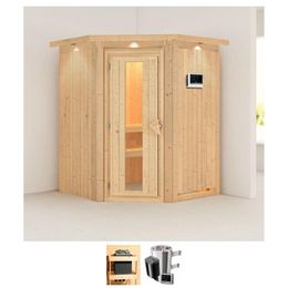 Karibu Sauna &raquo;Nanna&laquo; Set, Ofen 3,6 kW externe Strg.easy beige