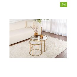 Evila 2er-Set: Couchtische ''Aurum'' in Transparent/ Gold - 75% | Tische