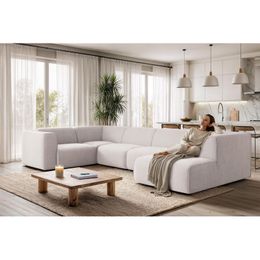 OTTO home Wohnlandschaft &raquo;Merid U-Form, B: 367 cm&laquo; jederzeit durch Module erweiterbar beige Struktur fein (100% Polyester);Samtoptik (100% Polyester);