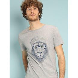 WOOOP Shirt "Cool lion" in Grau - 60% | Gr&ouml;&szlig;e M | Herren-plussize