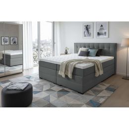 Home Affaire Boxspringbett &raquo;K&ouml;ln, Doppelbett, Polsterbett, Federkernbett, Komfortbett, 160, 180 cm&laquo; inkl. 6 cm Topper, zwei Bettk&auml;sten, Taschen-