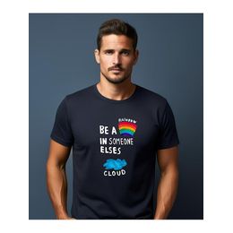 WOOOP Shirt "Be a rainbow" in Dunkelblau - 65% | Gr&ouml;&szlig;e L | Herren-plussize