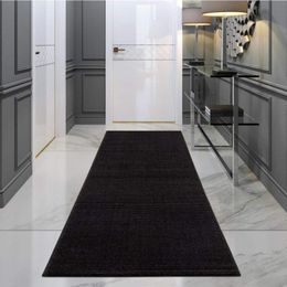 Carpet City Teppich &raquo;Frise&eacute;-Teppich FANCY900&laquo; rechteckig 12 mm H&ouml;he L&auml;ufer, Kurzflor, Einfarbig, 3D-Optik, Streifen Look, Wohnzimmer schwarz Polypropylen