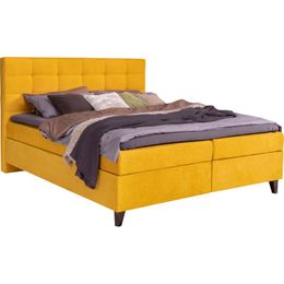 Alina Boxspringbett &raquo;Neomi&laquo; inklusive Matratze und Topper gelb Samt ENF (95% Polyester, 5% Polyamid)