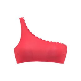 Lascana Damen Lascana Bustier-Bikini-Top &raquo;Scallop&laquo; in One-Shoulder-Form rot 32, Cup A/B
