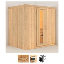 Karibu Sauna &raquo;Finja&laquo; Set, Ofen 3,6 kW intgr. Strg beige