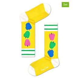 Happy Socks 2er-Set: Socken "Apple Rib" in Gelb - 82% | Gr&ouml;&szlig;e 13-21 | Babysocken-strumpfhosen