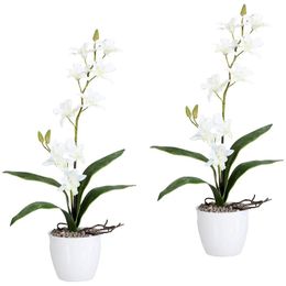 Creativ green Kunstpflanze &raquo;Orchidee Dendrobie&laquo; im Keramiktopf wei&szlig; Kunststoff, Polyester