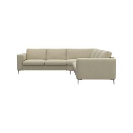 FLEXLUX Ecksofa &raquo;Fiore, gleichschenklig, super Sitzkomfort durch Kaltschaum im Sitz&laquo; breite Armlehnen, F&uuml;&szlig;e Alu beige 100% Polyester