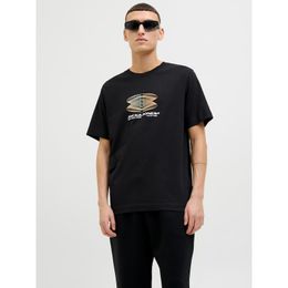 Jack & Jones Jack & Jones Herren Print-Shirt &raquo;JCOCALMA TEE SS CREW NECK FST&laquo; mit Frontprint schwarz S