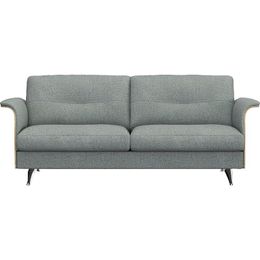 FLEXLUX 2,5-Sitzer &raquo;Glow Sofa, Couch,&laquo; Premium-Sitz: Kaltschaum & Federkern, Arml. Walnuss, Fu&szlig; Alu blau 62% Polyester/17%Baumwolle/14%Viscose/7%
