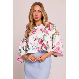 made of emotion Bluse in Wei&szlig;/ Rosa/ Gr&uuml;n - 58% | Gr&ouml;&szlig;e XXL/3XL | Damen-blusen