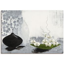 Artland Wandbild &raquo;Modernes bauchiges Gef&auml;&szlig; mit Orchideen&laquo; Vasen & T&ouml;pfe 1 Stk. tlg. als Leinwandbild, Poster in verschied. Gr&ouml;&szlig;en beige Leinwand