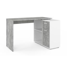 FMD Eckschreibtisch &raquo;AUGSBURG&laquo; Schreibtisch/ Sideboard m. Stauraum, beids. montierb., 117 oder 148 cm grau