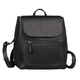 Tom Tailor Damen Tom Tailor Rucksack &raquo;Elis&laquo; aus weich gek&ouml;rntem Lederimitat auff&auml;llige Ziernaht und feinem Logo schwarz B/H/T: 25cm x 26cm x 10,5cm