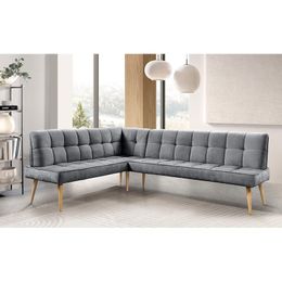 exxpo - sofa fashion Eckbank &raquo;Latte&laquo; moderne Sitz- und R&uuml;ckensteppung, bequem und elegant, hoher Holzfu&szlig; 100% PES