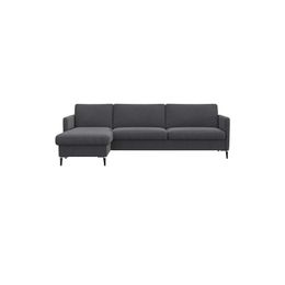 FLEXLUX Ecksofa &raquo;Fiore, L-Form&laquo; schmale Armlehnen, Kaltschaum, F&uuml;&szlig;e Alu+schwarz grau 100% Polyester