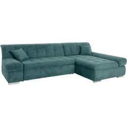 DOMO collection Ecksofa &raquo;Mona L-Form&laquo; wahlweise mit Bettfunktion blau Struktur fein 100% Polyester;Chenilleoptik 100% Polyester;SOFTLUX/Struktur fein 