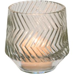Creativ home Windlicht &raquo;Kerzenhalter Relief&laquo; Teelichthalter aus Glas, mit geschliffener Oberfl&auml;che transparent Glas