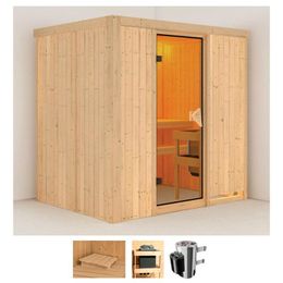 Karibu Sauna &raquo;Finja&laquo; Set, Ofen 3,6 kW intgr. Strg beige