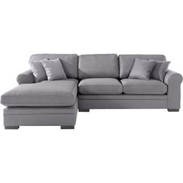 Home Affaire Ecksofa &raquo;Broughton L-Form&laquo; weicher Sitzkomfort, incl. 4 Zierkissen, Keder silber 100% Polyester